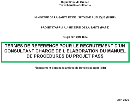TERMES DE REFERENCE POUR LE RECRUTEMENT D’UN CONSULTANT CHARGE DE L ...
